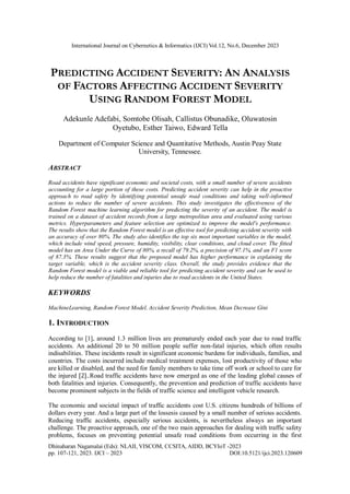 PREDICTING ACCIDENT SEVERITY: AN ANALYSIS OF FACTORS AFFECTING ACCIDENT SEVERITY USING RANDOM ...