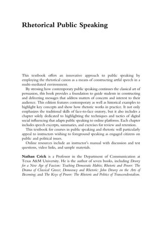 Rhetorical Public Speaking: Social Influence in the Digital Age 4th ...