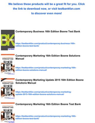 Contemporary Business 16th Edition Boone Solutions Manual | PDF