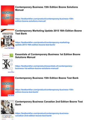 Contemporary Business 16th Edition Boone Solutions Manual | PDF