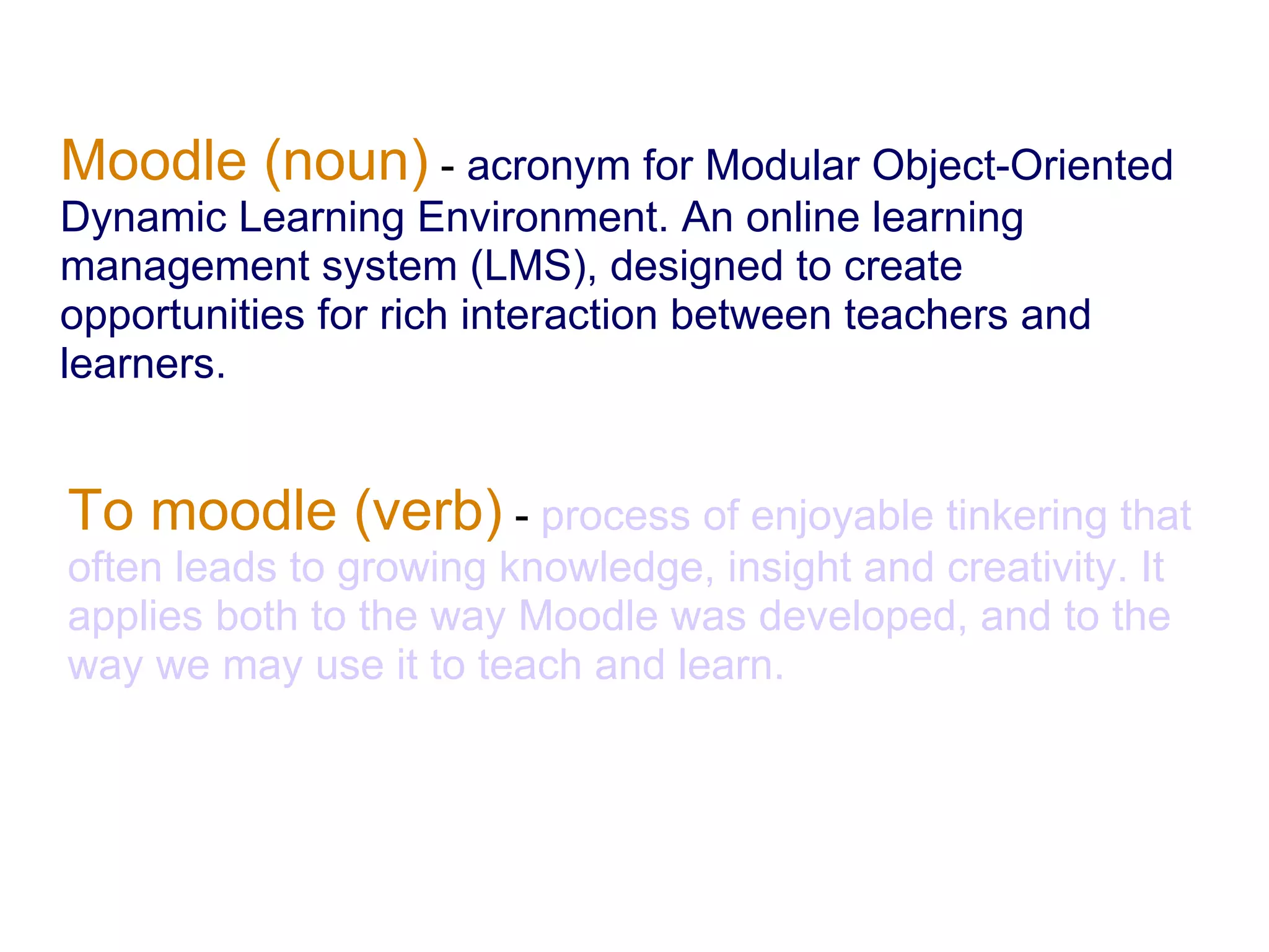 Moodle Presentation for Teachers | PPT
