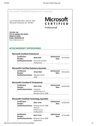 Microsoft Certified Professional | PDF