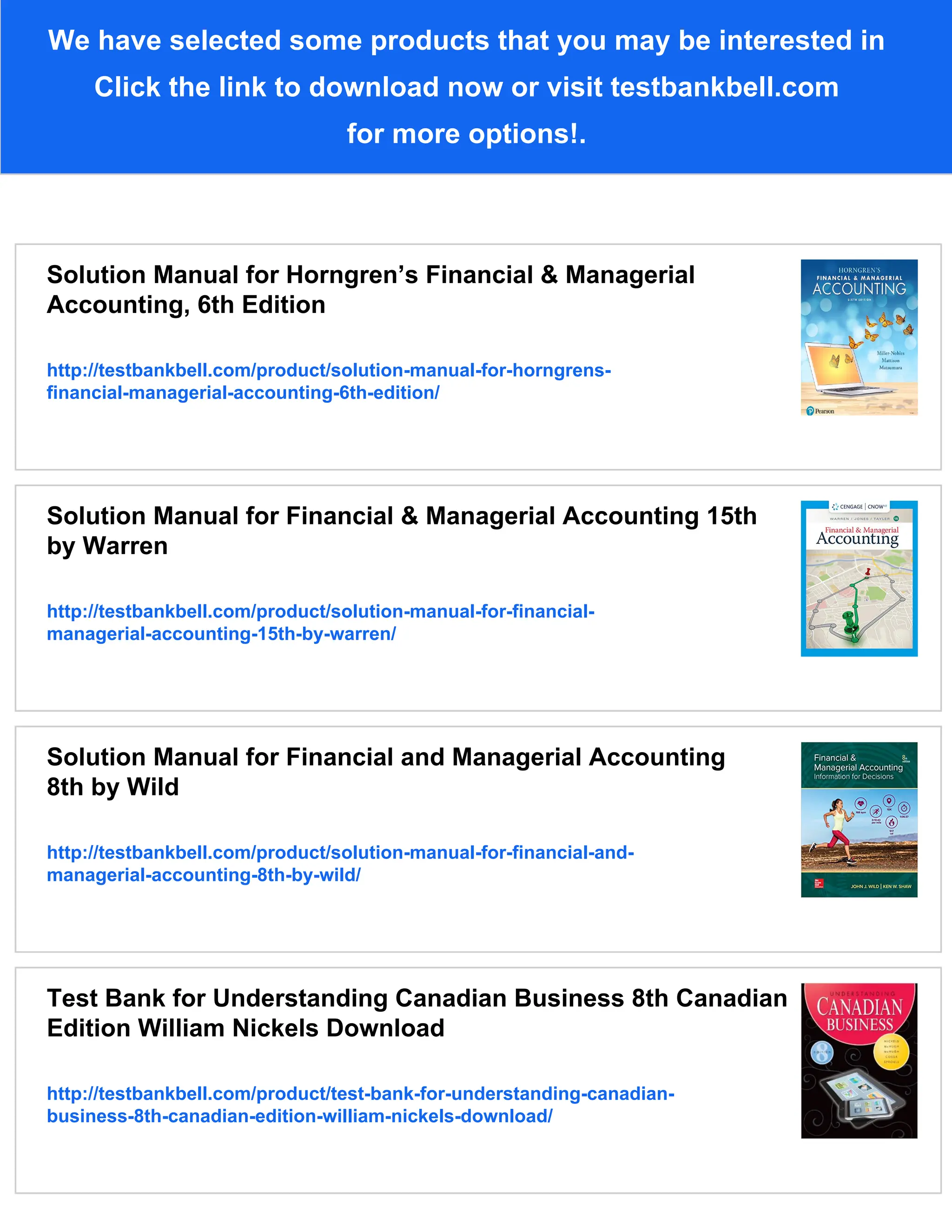 Solution Manual for Horngren’s Financial & Managerial Accounting, 6th Edition | PDF