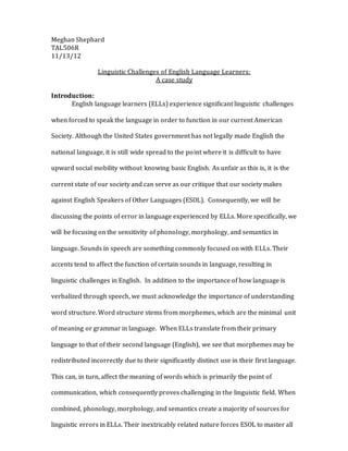 Linguistic Challenges of ELL Students | DOCX