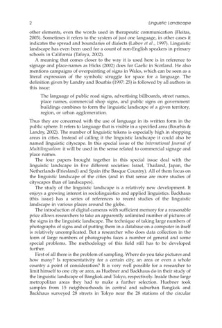 Linguistic Landscape A New Approach To Multilingualism Durk Gorter | PDF