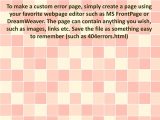 Creating a Custom 404 Error Page | PPTX | Web Design and HTML | Internet