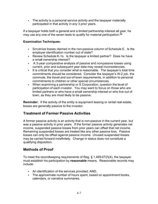 Passive Activity Loss Audit Technique Guide | PDF
