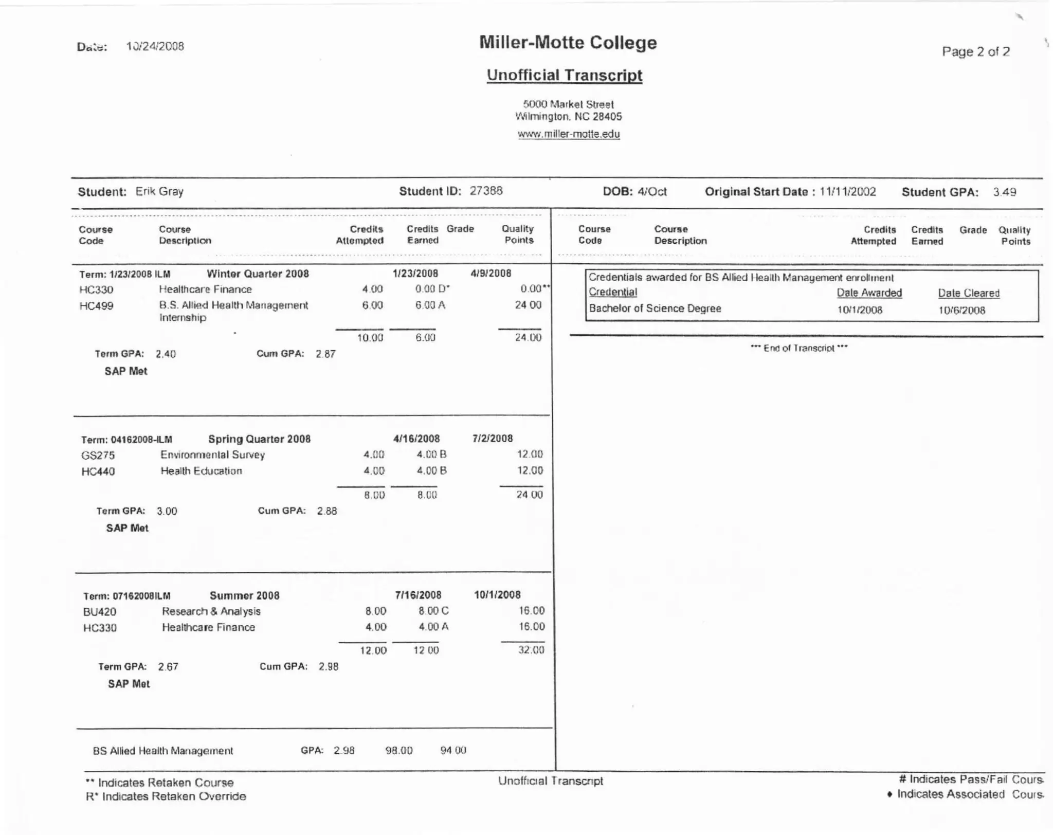 MMC Transcripts-Erik Gray | PPT