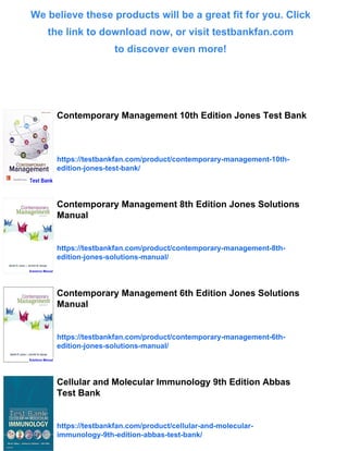 Contemporary Management 10th Edition Jones Solutions Manual | PDF