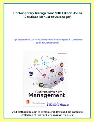 Contemporary Management 10th Edition Jones Solutions Manual | PDF