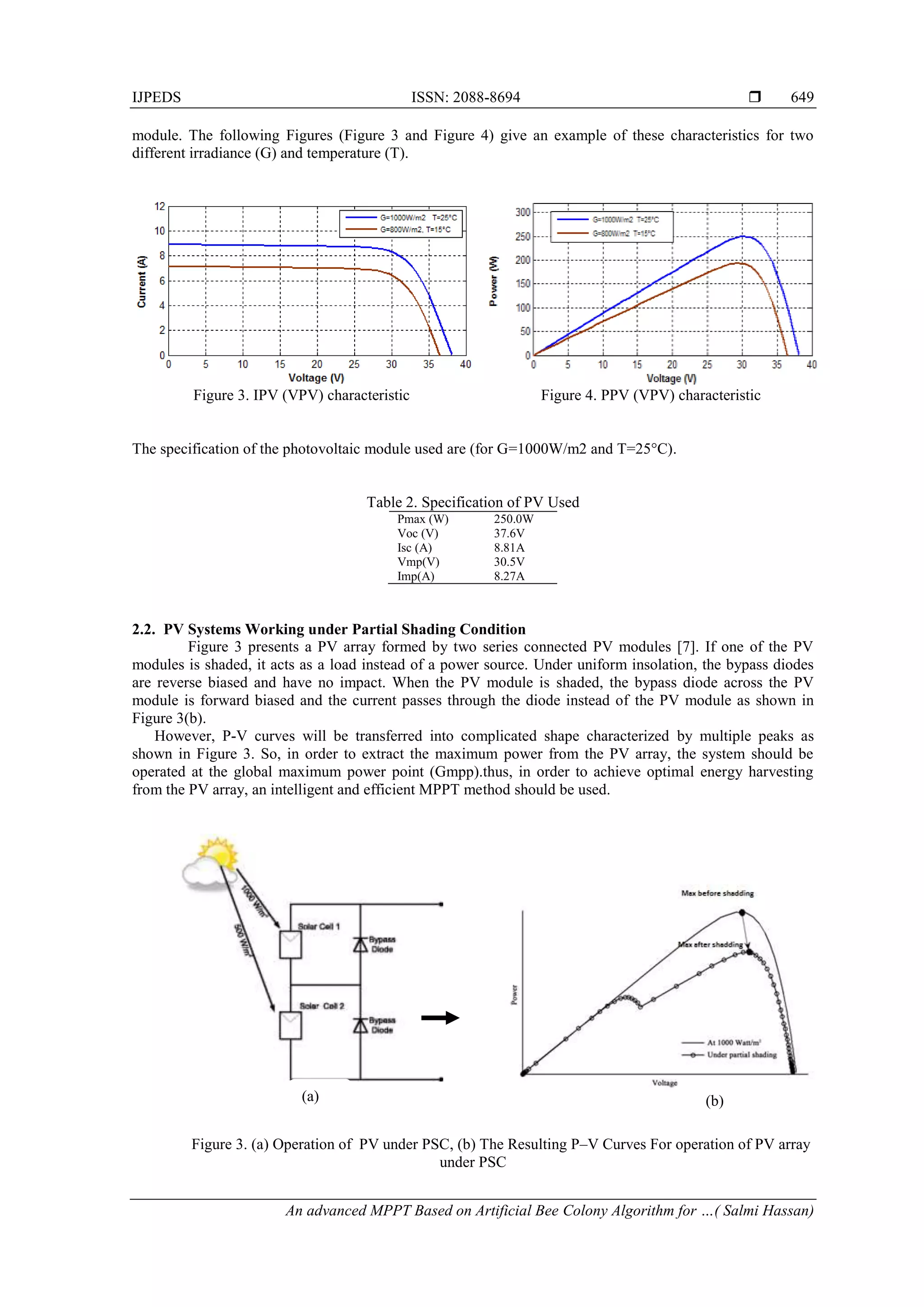 An Advanced MPPT Based on Artificial Bee Colony Algorithm for MPPT Photovoltaic System under ...