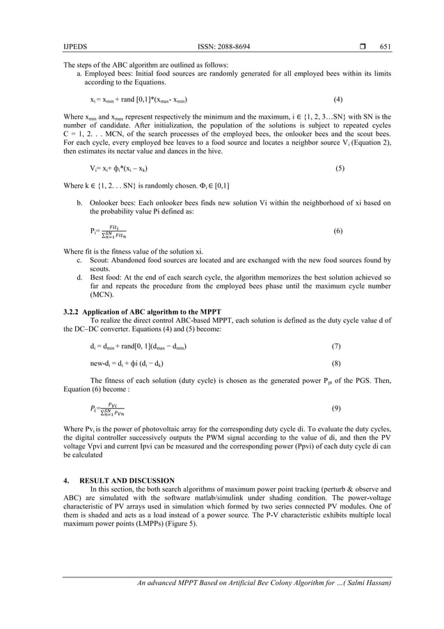 An Advanced MPPT Based on Artificial Bee Colony Algorithm for MPPT Photovoltaic System under ...
