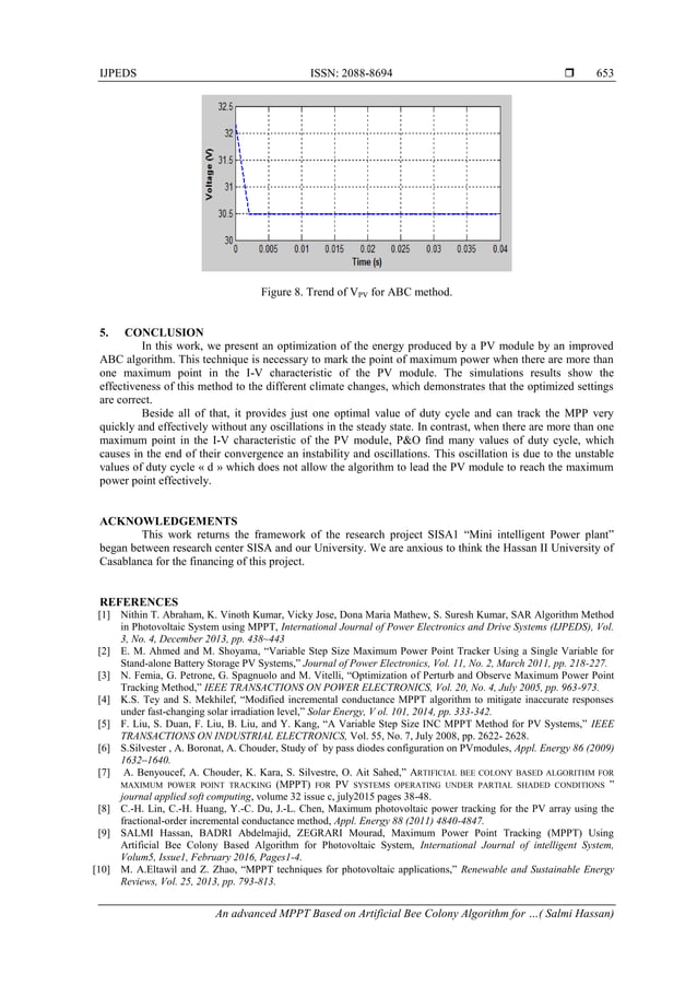 An Advanced MPPT Based on Artificial Bee Colony Algorithm for MPPT Photovoltaic System under ...