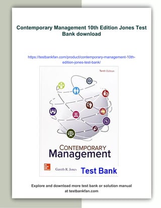 Contemporary Management 10th Edition Jones Test Bank | PDF