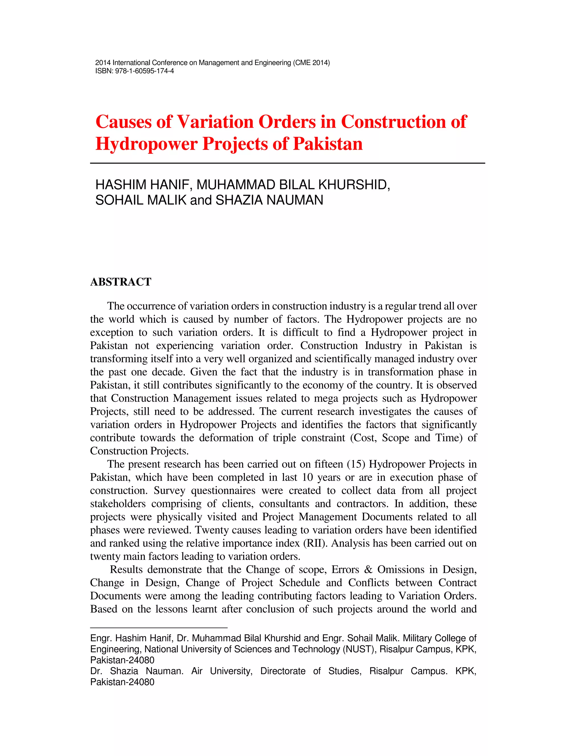 Causes of Variation Orders 1268 | PDF