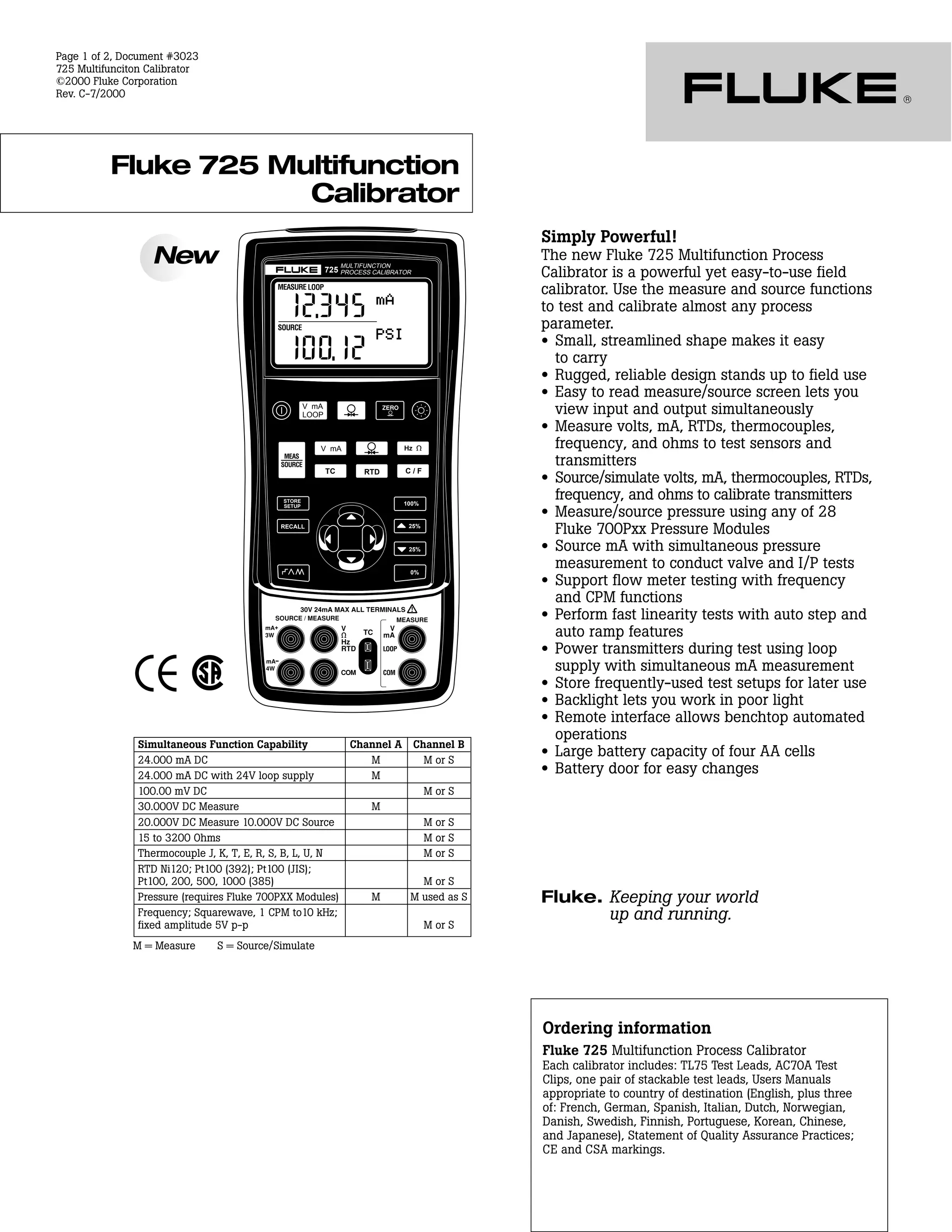 Fluke 725 Multifunction Calibrator | PDF