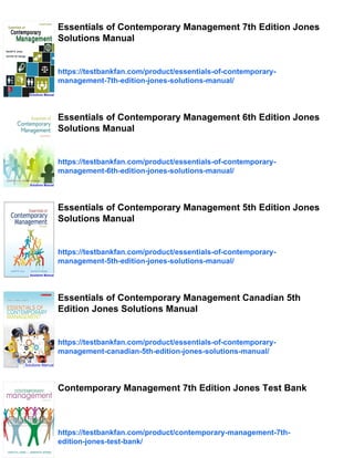 Contemporary Management 8th Edition Jones Solutions Manual | PDF