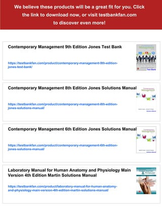 Contemporary Management 9th Edition Jones Solutions Manual | PDF