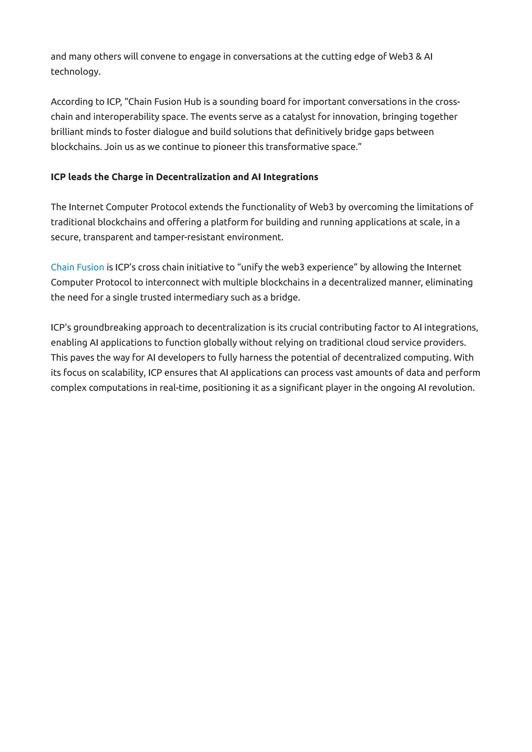 Chain Fusion Hub @ Token2049 by ICP Leads Discourse on AI, Web3 & Cross ...