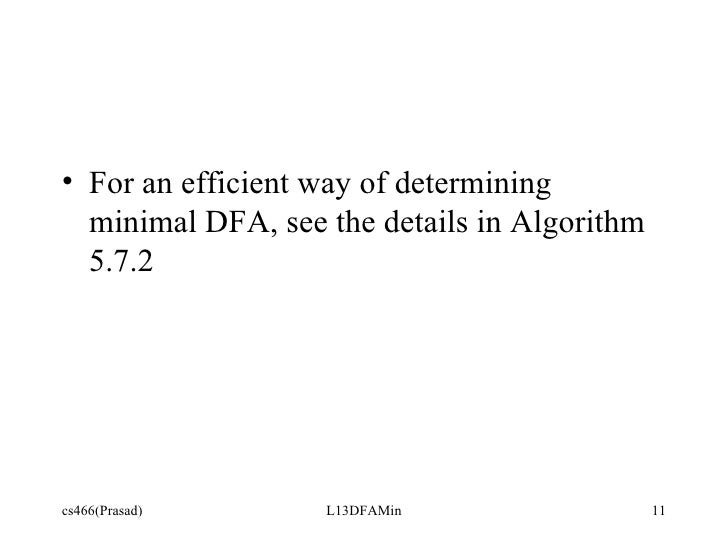 DFA Minimization DFA Minimization