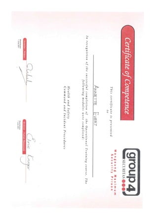 G4S Certificate of Competence 2001 - 2 | PDF