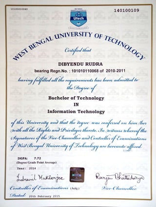 wbut degree certificatePage 1 | PDF