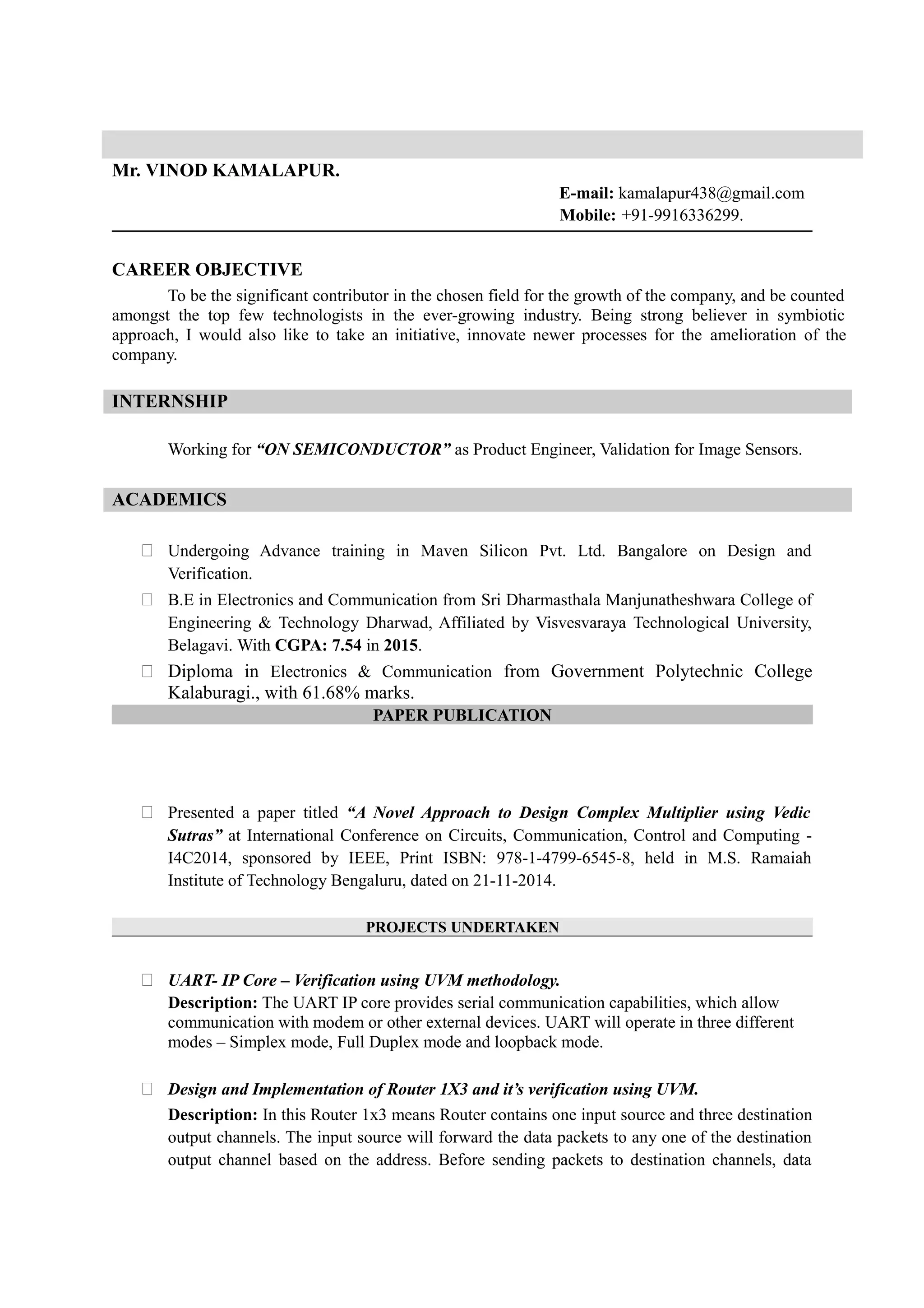 VINOD_KAMALAPUR_RESUME (1) | PDF