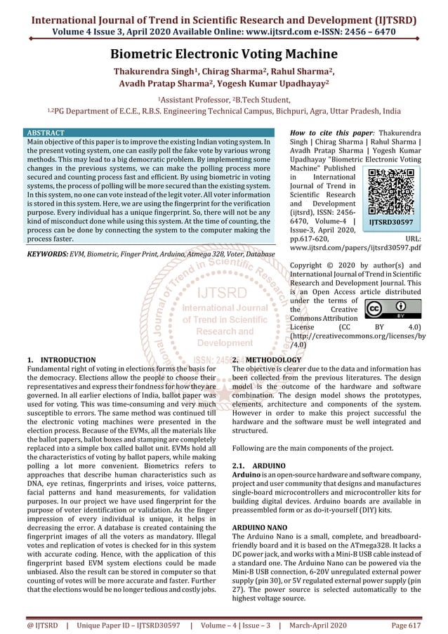 Biometric Electronic Voting Machine | PDF | Computing | Technology & Computing