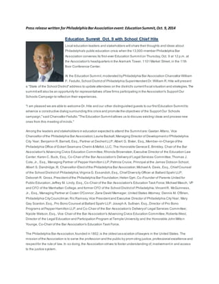 Press release written for Education Summit | PDF
