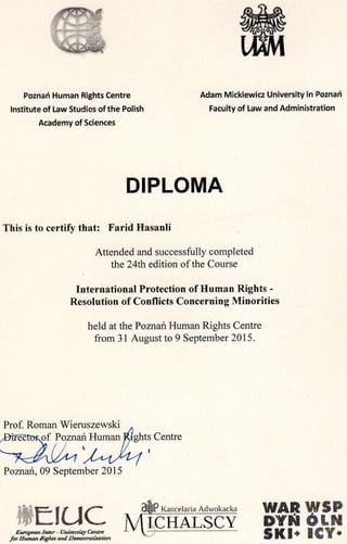 Certificate Poznan human rights centre | PDF
