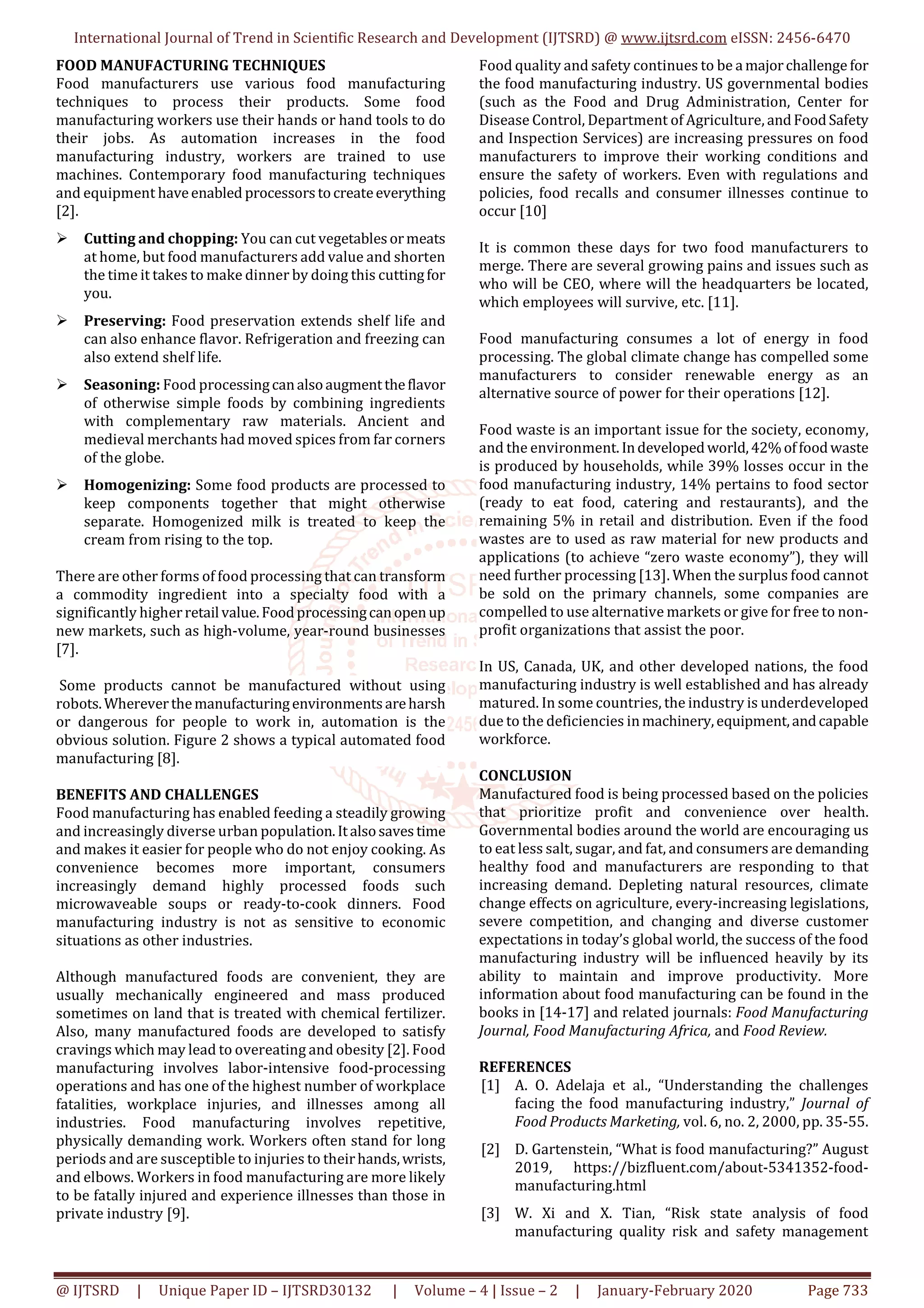 Food Manufacturing A Primer | PDF