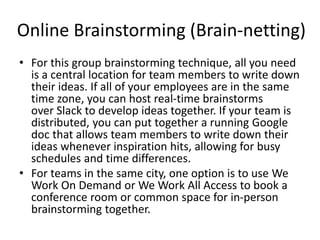 127. Useful of Brainstorming techniques | PPTX | Arts and Crafts ...