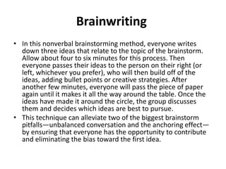127. Useful of Brainstorming techniques | PPTX | Arts and Crafts ...