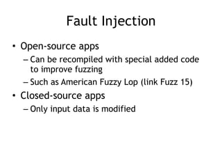 Ch 16 & 17 Fault Injection & Fuzzing | PDF