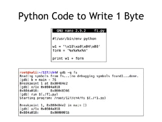 CNIT 127: Ch 4: Introduction to format string bugs | PPT