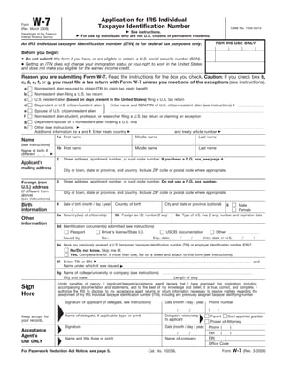 Form W-7_Application for IRS Individual Taxpayer Identification Number ...