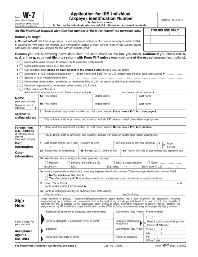 Form W-7_Application for IRS Individual Taxpayer Identification Number ...