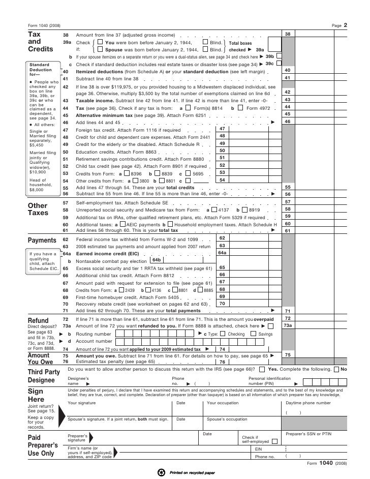 Form 1040- U.S. Individual Income Tax Return