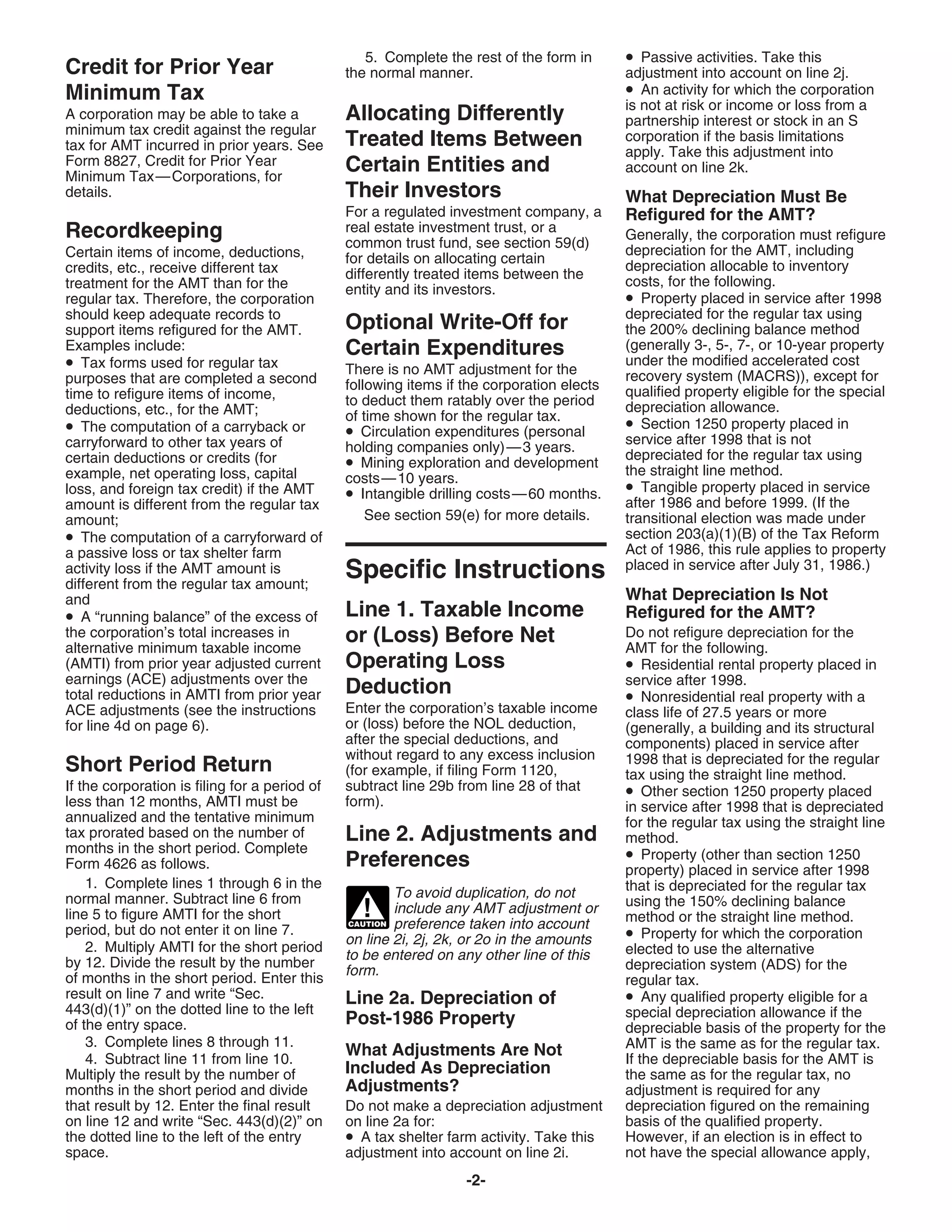 Form 4626-Alternative Minimum Tax-Corporations | PDF