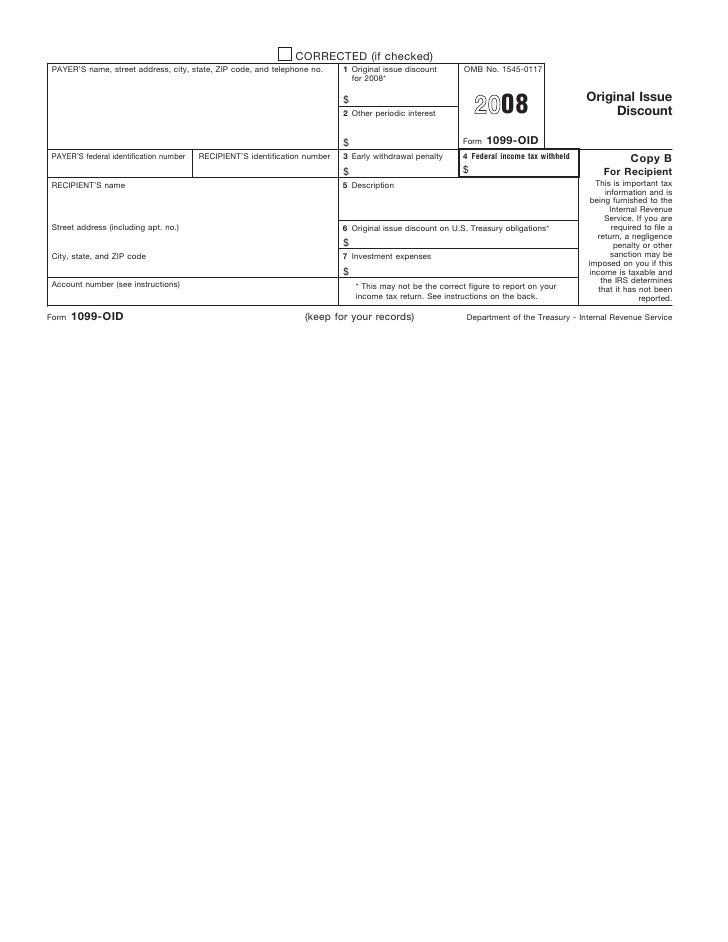 Form 1099-OID Original Issue Discount