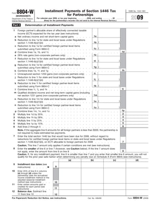 Form 8804-W Installment Payments of Section 1446 Tax for Partnerships | PDF