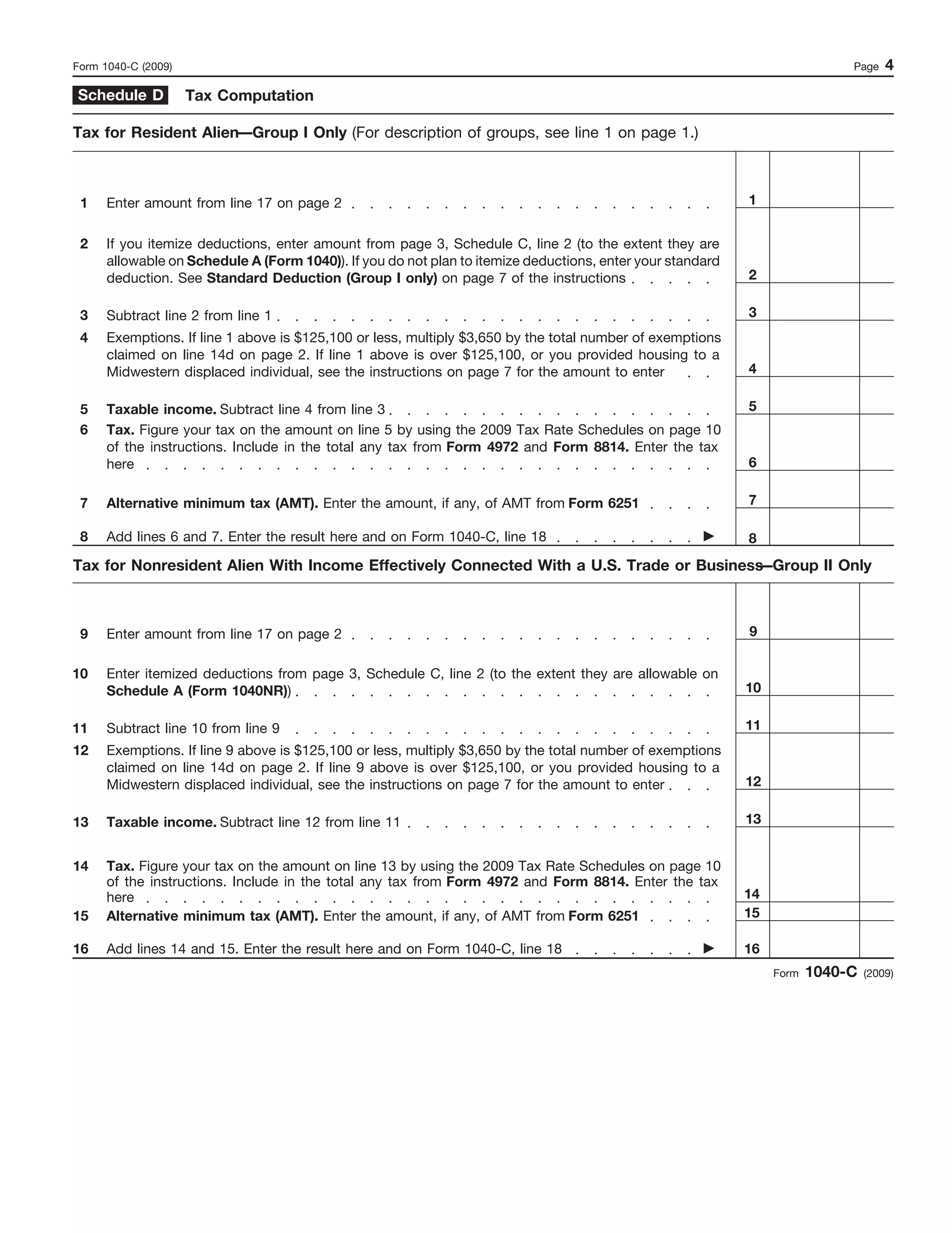 Form 1040-C-U.S. Departing Alien Income Tax Return | PDF