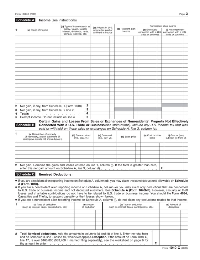 Form 1040-C-U.S. Departing Alien Income Tax Return | PDF