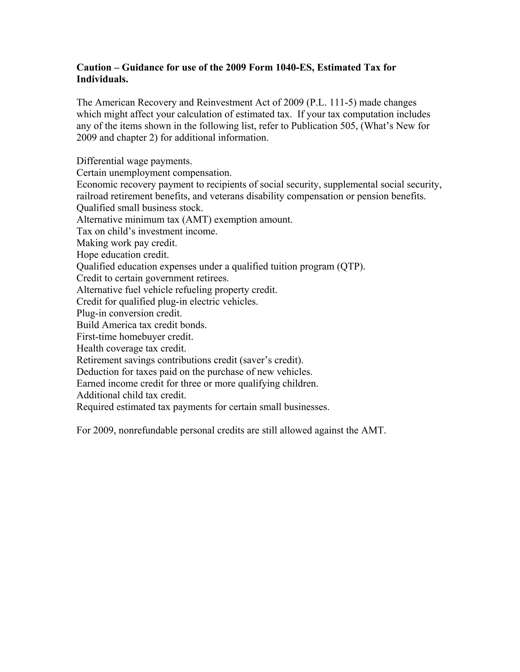 Form 1040-ES Estimated Tax for Individuals | PDF