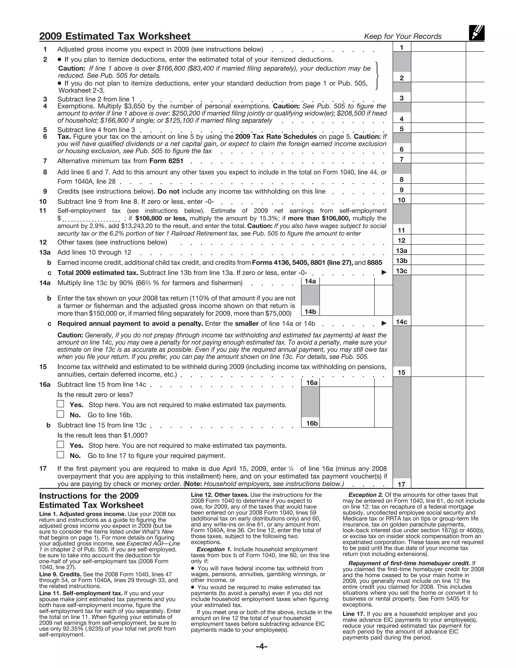 Form 1040-ES Estimated Tax for Individuals | PDF