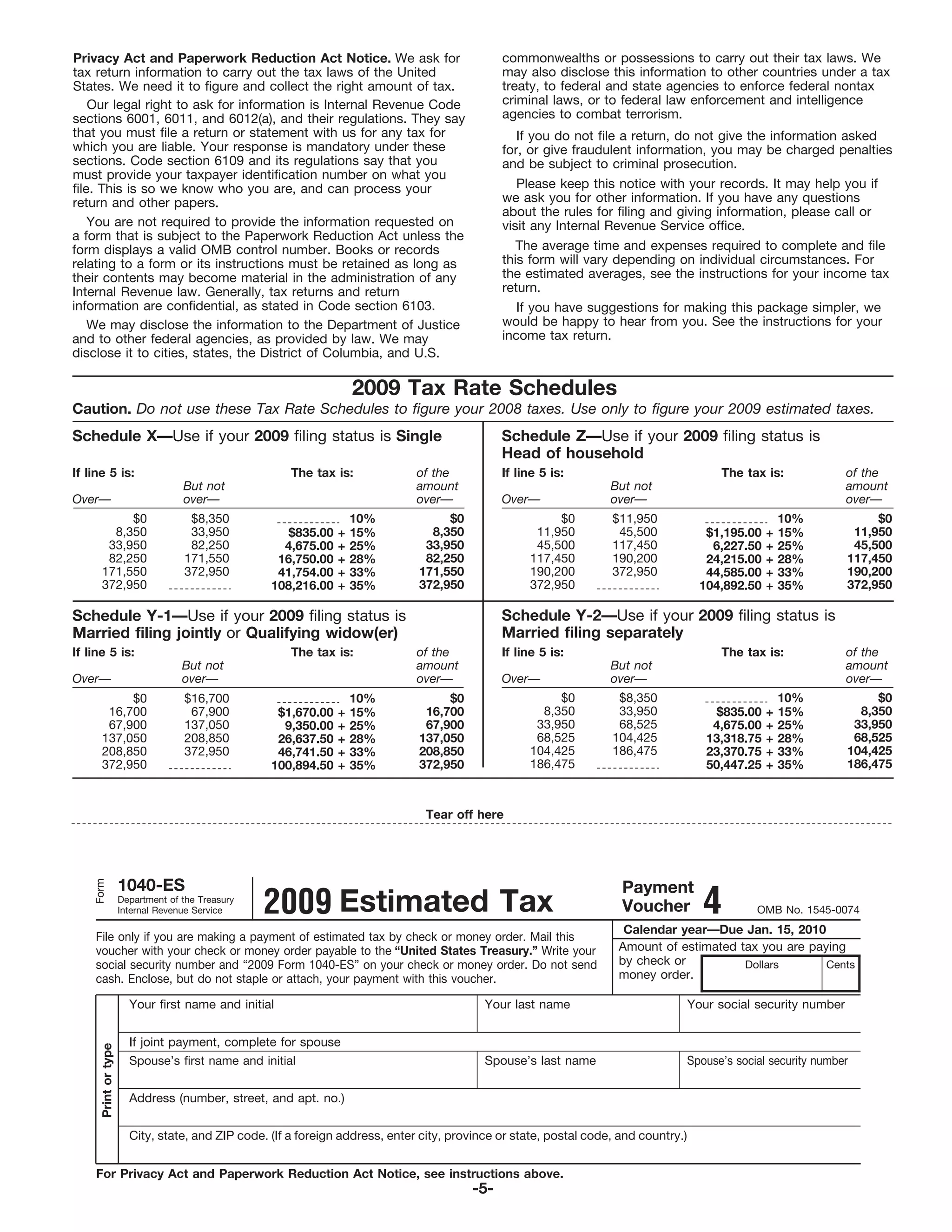 Form 1040-ES Estimated Tax for Individuals | PDF