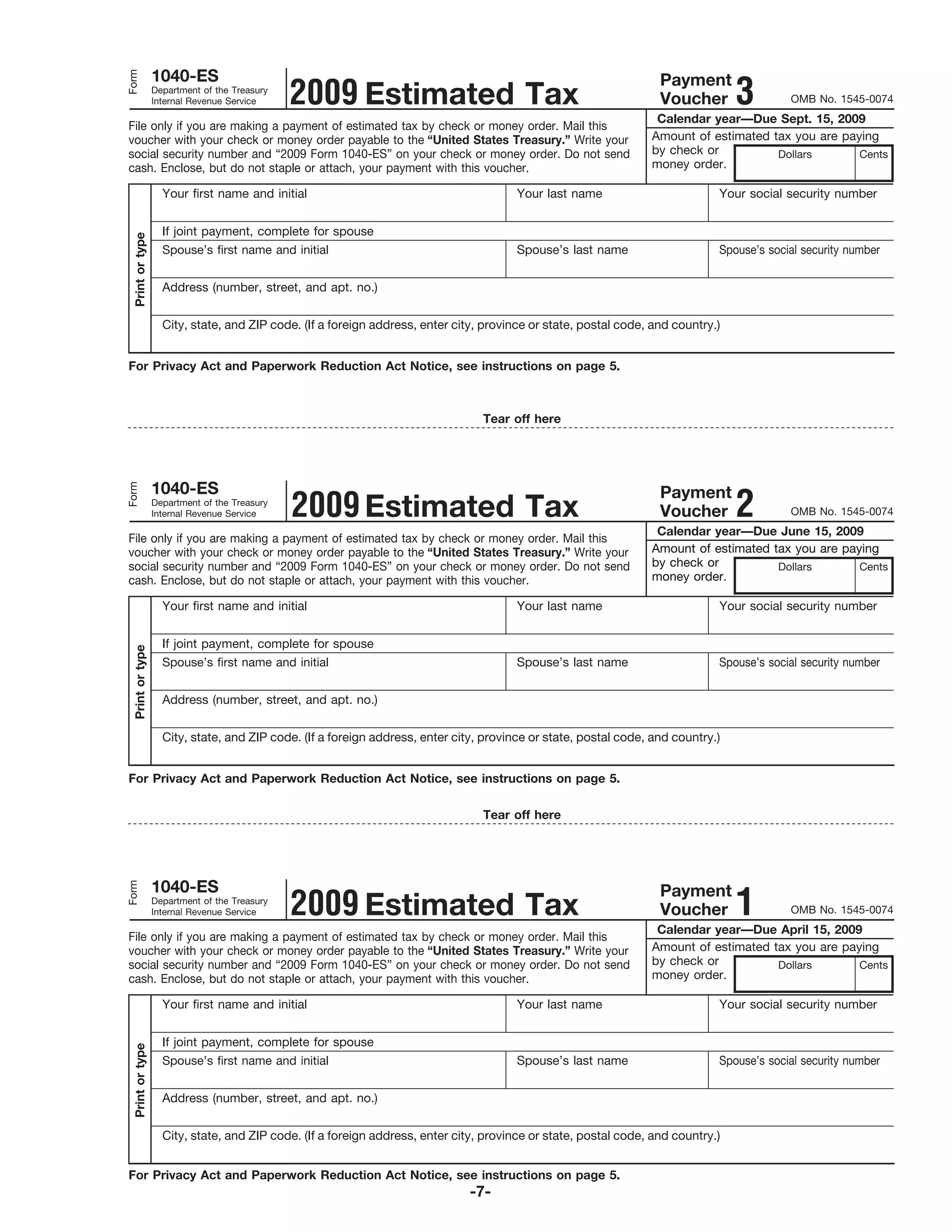 Form 1040-ES Estimated Tax for Individuals | PDF