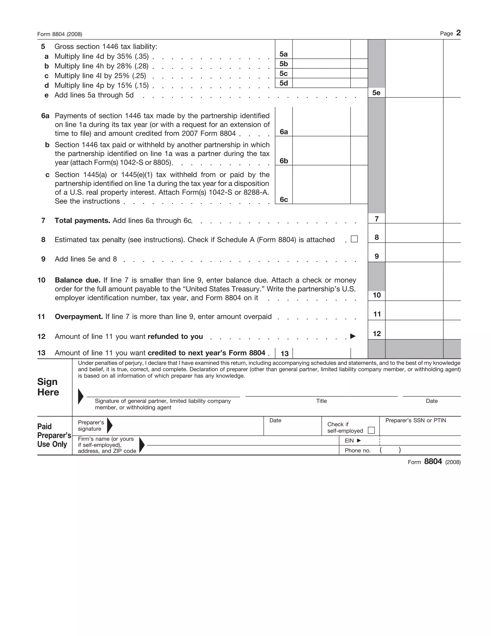 Form 8804 Annual Return for Partnership Withholding Tax | PDF