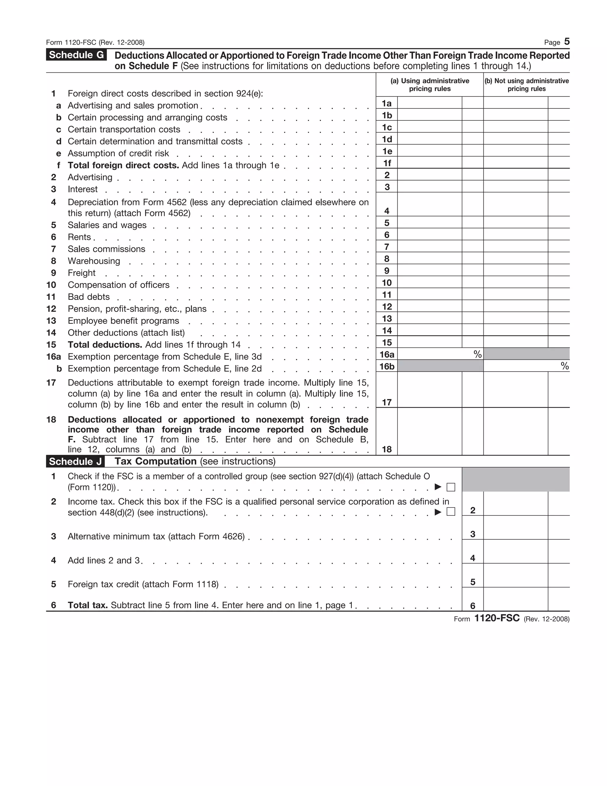 Form 1120-FSC U.S. Income Tax Return of a Foreign Sales Corporation | PDF