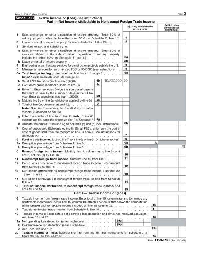 Form 1120-FSC U.S. Income Tax Return of a Foreign Sales Corporation | PDF